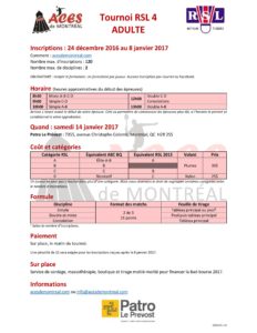 RSL 4 adulte : une année 2017 qui commence en santé! | Aces de Montréal