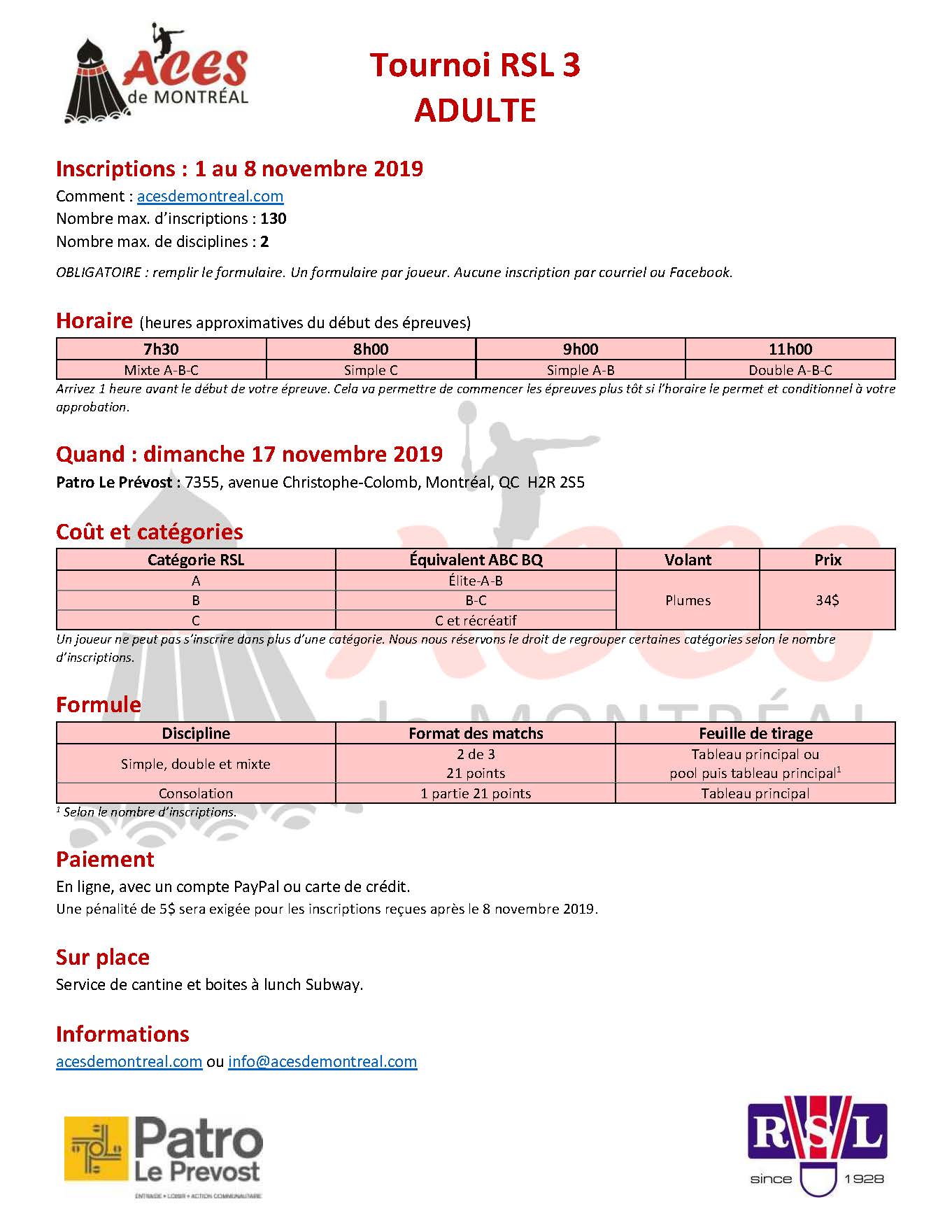 RSL 3 : en route pour un nouveau tournoi! | Aces de Montréal